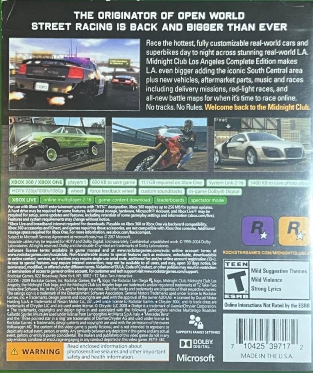 Midnight Club: Los Angeles [Complete Edition] Prices Xbox One | Compare ...