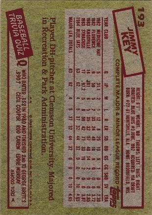 Jimmy Key #193 Prices [Rookie] | 1985 Topps | Baseball Cards