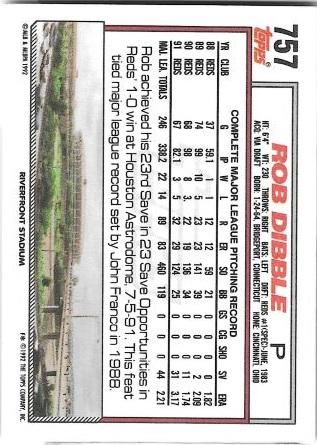 Rob Dibble #757 Prices | 1992 Topps | Baseball Cards