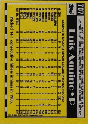 Luis Aquino #707 Prices | 1990 Topps | Baseball Cards