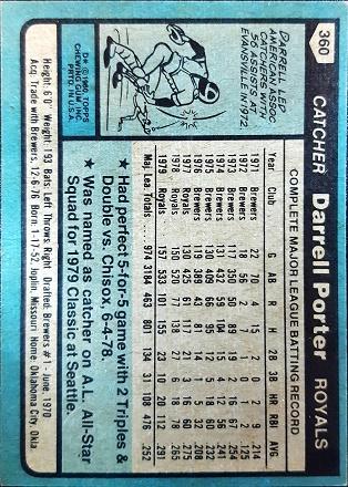 Darrell Porter #360 Prices | 1980 Topps | Baseball Cards