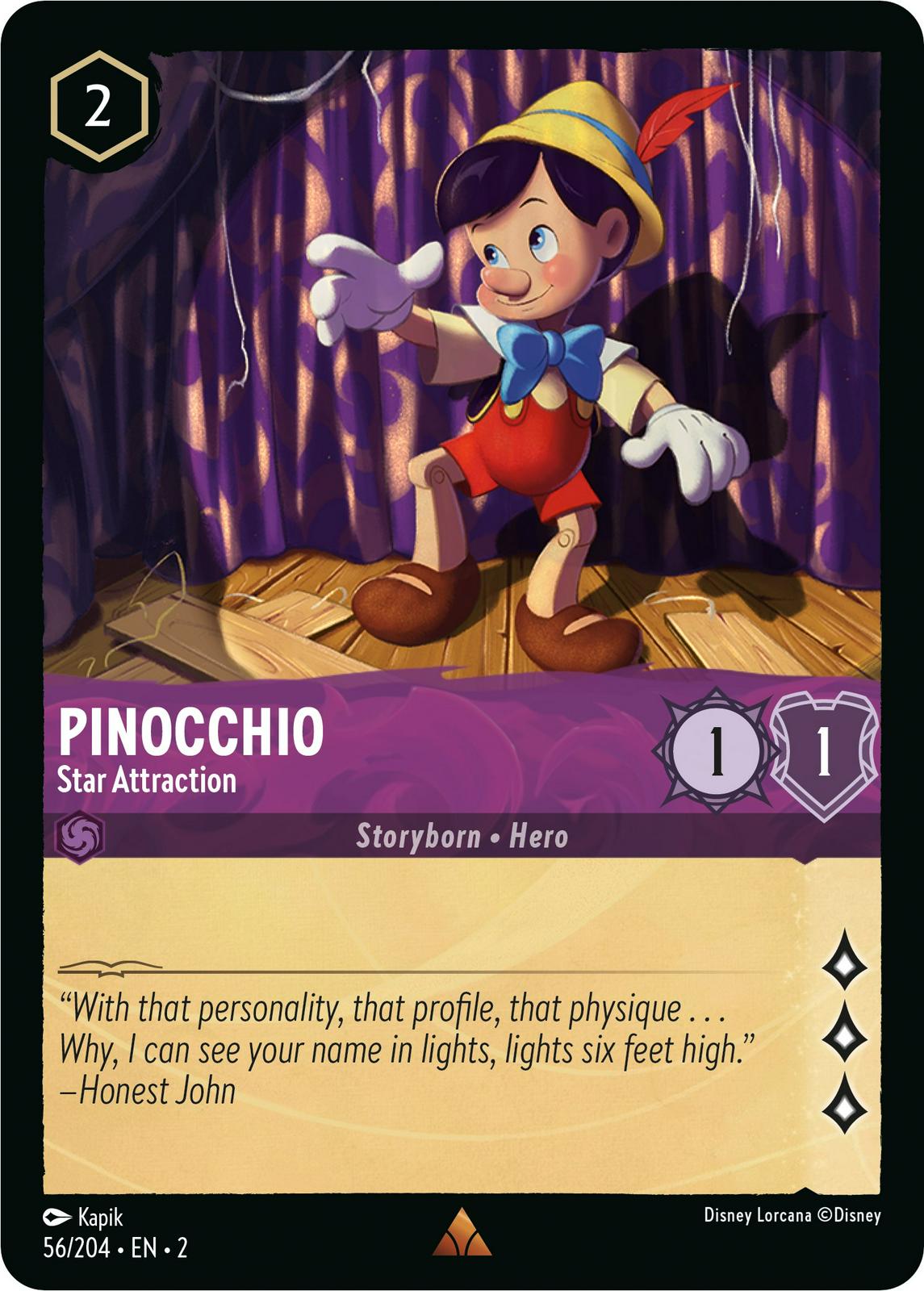 Pinocchio - Star Attraction [Foil] #56 Prices | Lorcana Rise of the ...