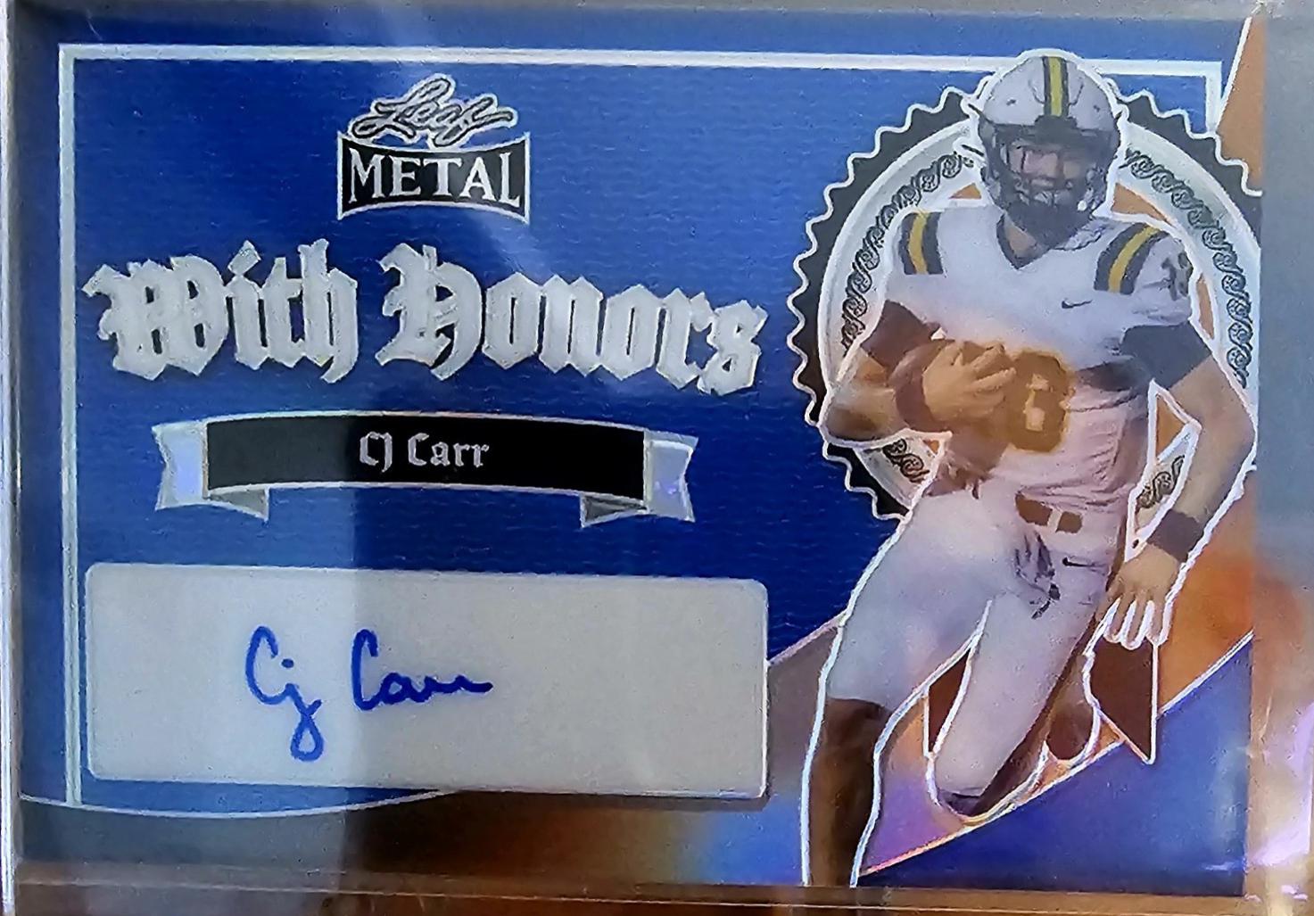 CJ Carr [Blue Prismatic] #WH-CJC Prices | 2024 Leaf Metal With Honors ...