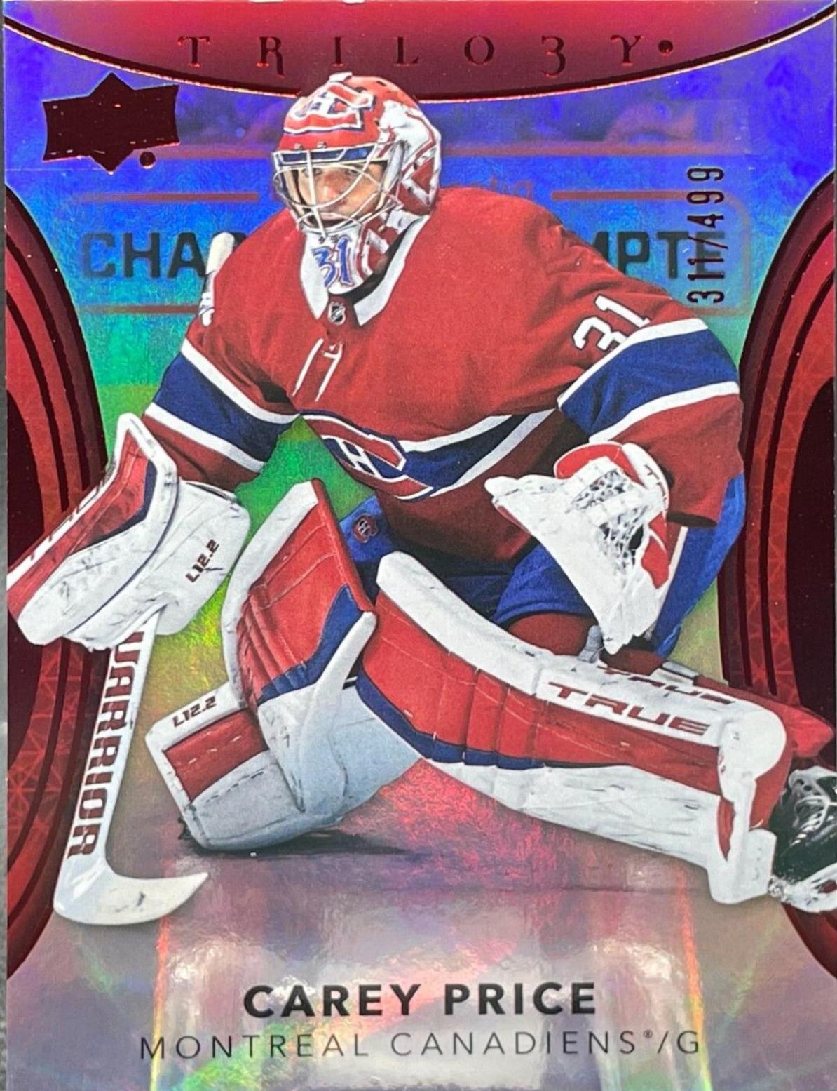 Carey Price [Red] #20 Prices | 2022 Upper Deck Trilogy | Hockey Cards