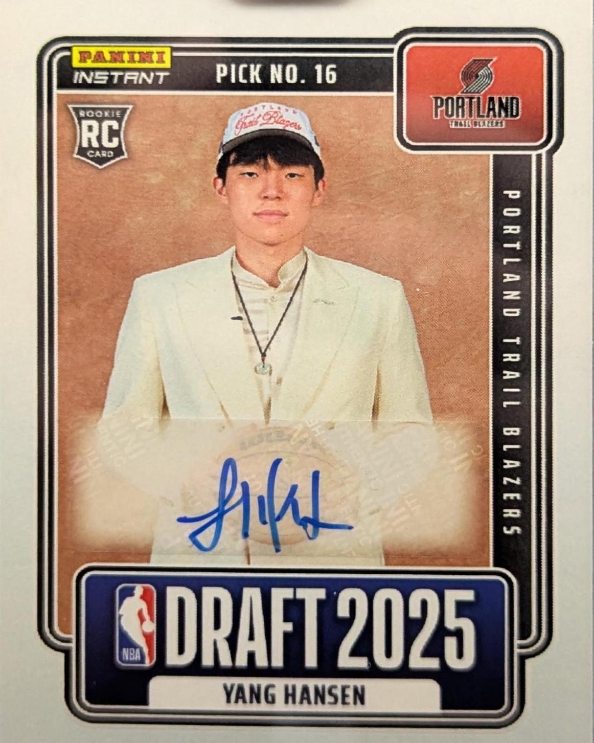 Yang Hansen [Auto] #NBADN-16 Prices [Rookie] | 2025 Panini Instant ...