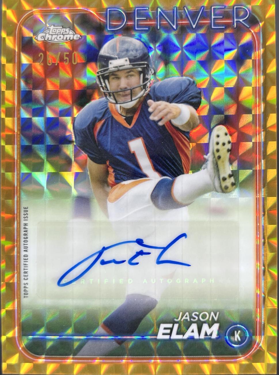 Jason Elam #BA-JE Prices | 2024 Topps Chrome Autograph | Football Cards