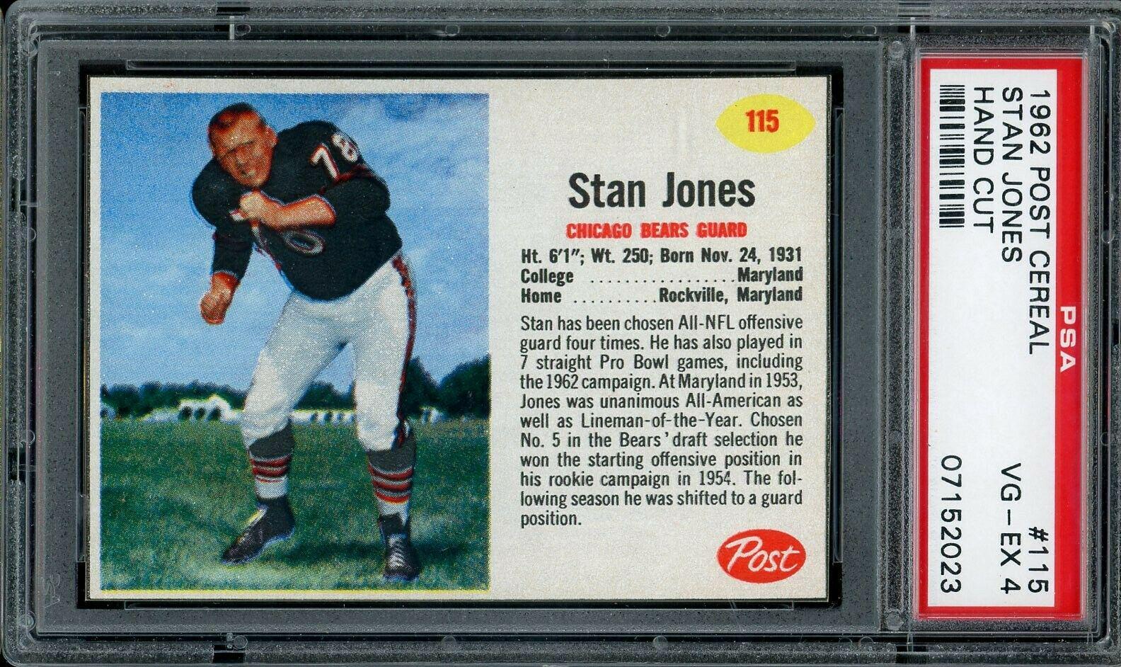 Stan Jones [Hand Cut] #115 Prices | 1962 Post Cereal | Football Cards