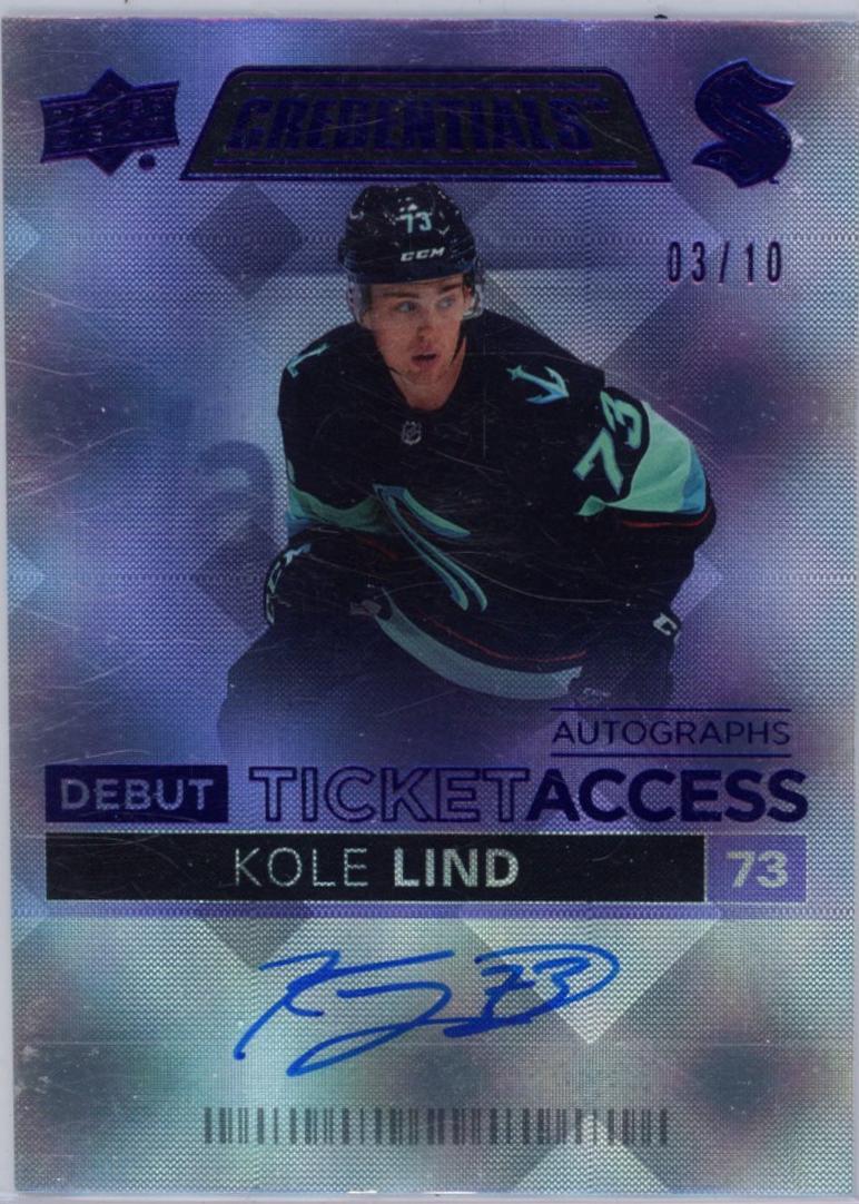 Kole Lind [Purple] #DTAA-KL Prices | 2021 Upper Deck Credentials Debut ...
