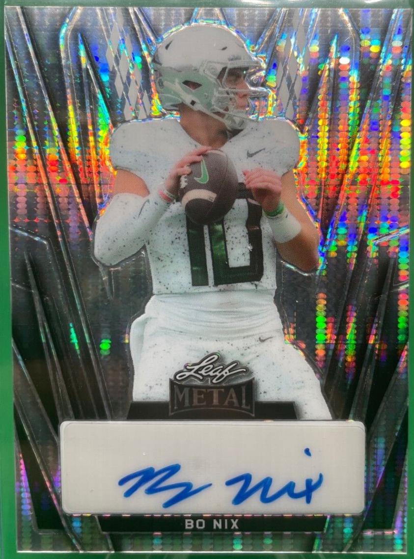 Bo Nix [Silver Pulsar] #BA-BN1 Prices | 2024 Leaf Metal Autograph ...