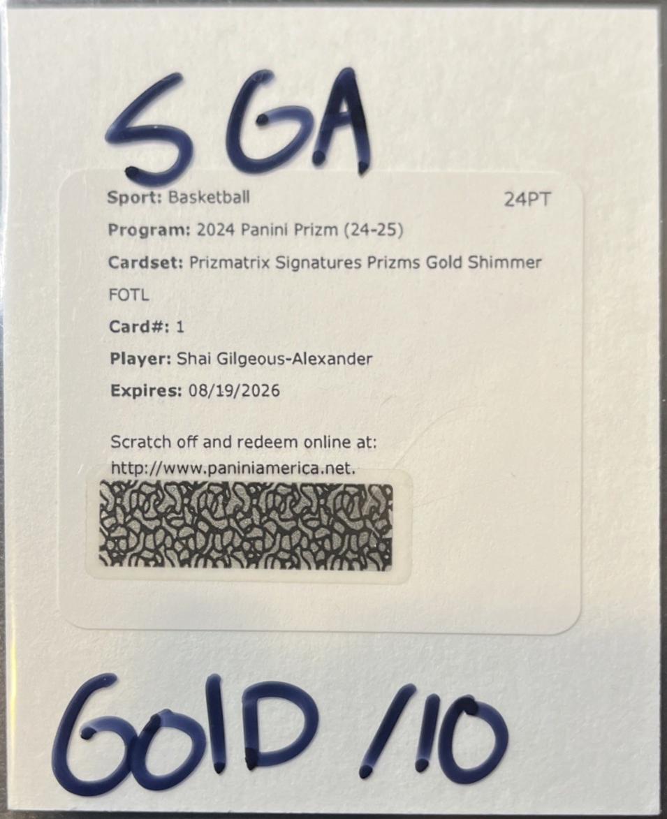 Shai Gilgeous-Alexander [Gold Shimmer FOTL] #PMX-SGA Prices | 2024 ...