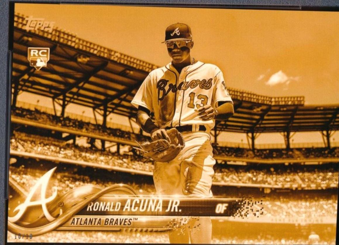 Ronald Acuna Jr. [With Bat 5X7 Gold] #US250 Prices | 2018 Topps Update ...