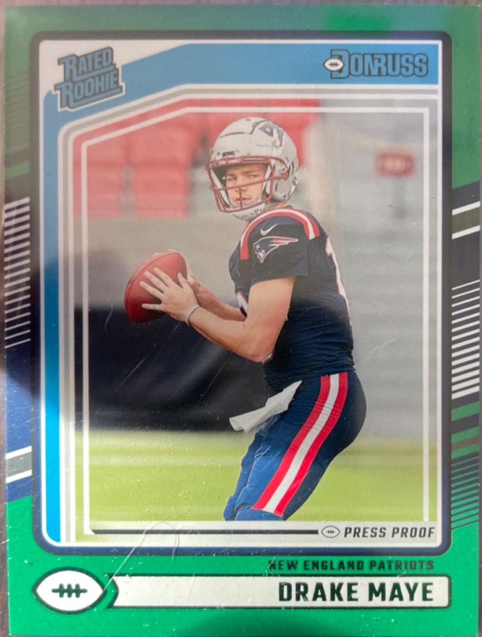 Drake Maye [Green Press Pass] #379 Prices [Rookie] | 2024 Panini ...