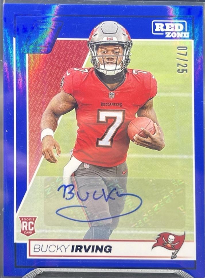 Bucky Irving [Rookie Red Zone Autograph Blue] #116 Prices | 2024 Panini ...