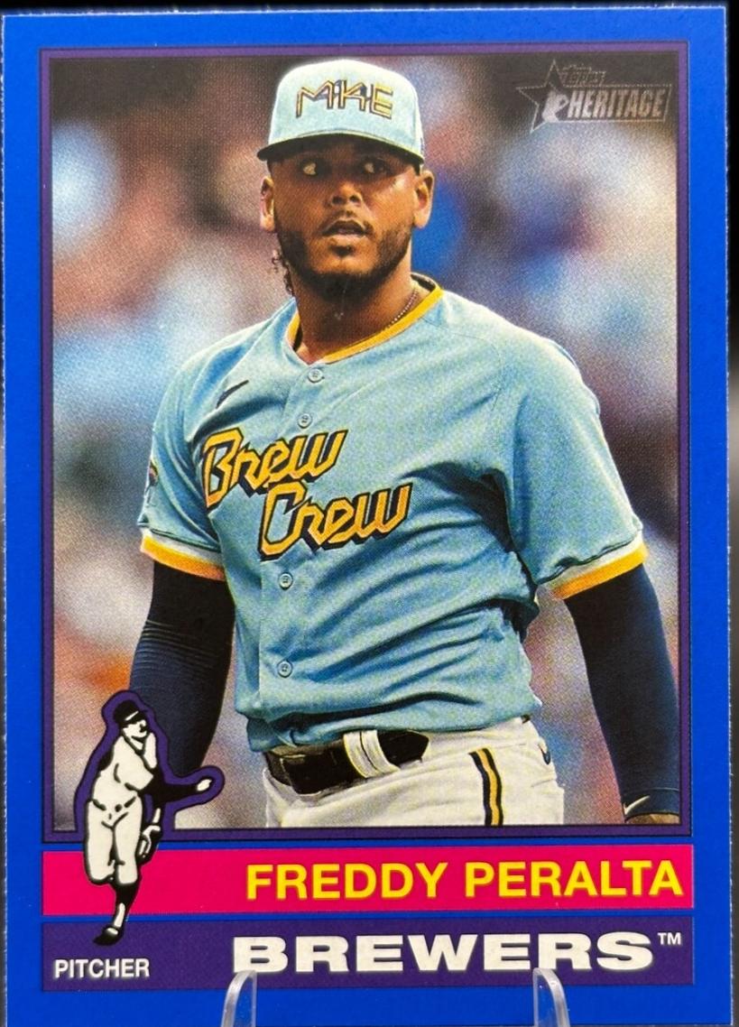Freddy Peralta [Dark Blue Border] #76 Prices | 2025 Topps Heritage | Baseball Cards