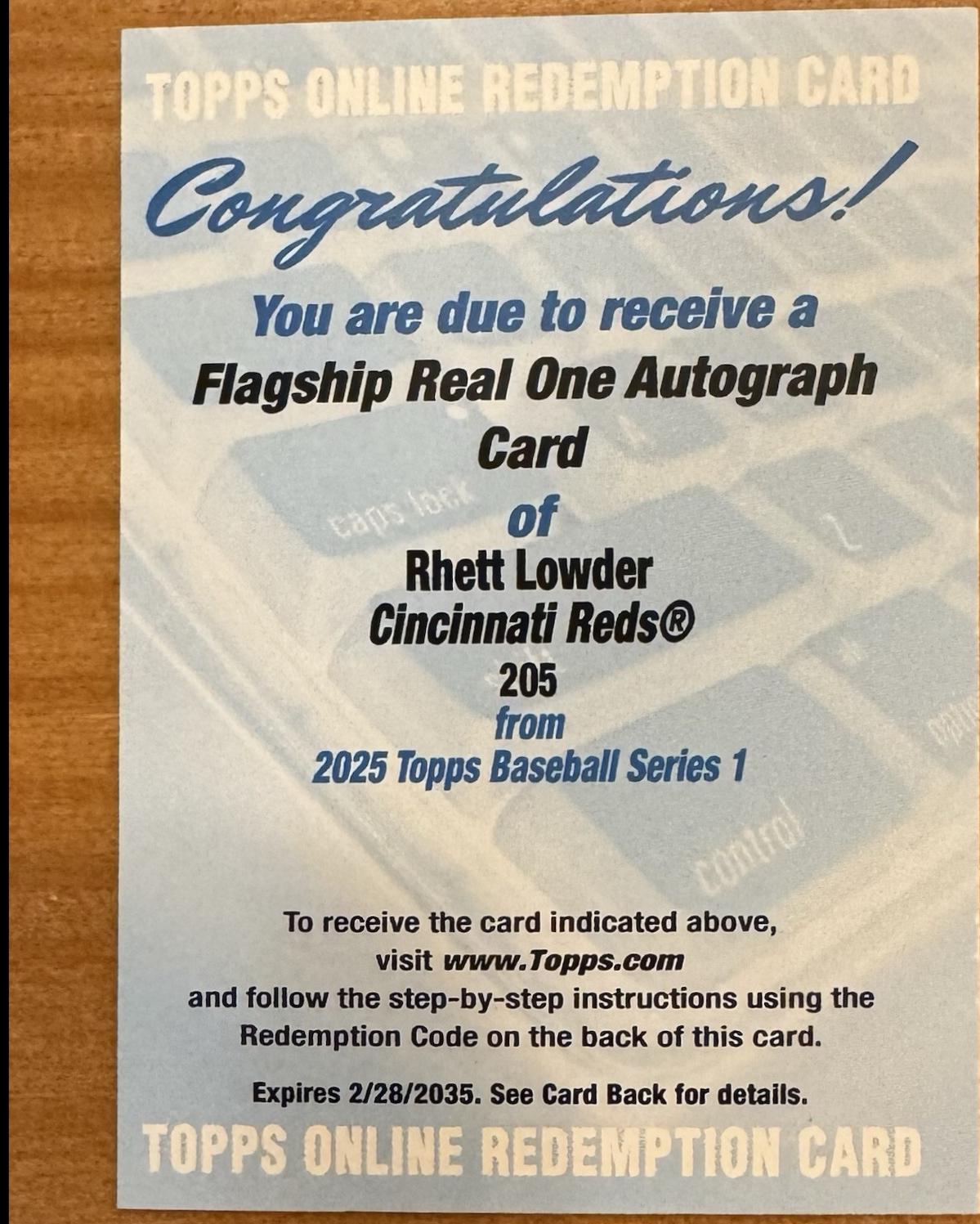 Rhett Lowder [Flagship Real One Autograph] #205 Prices | 2025 Topps ...