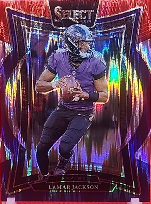 Lamar Jackson [Red Blue Prizm Shock] #35 Prices | 2024 Panini Select ...