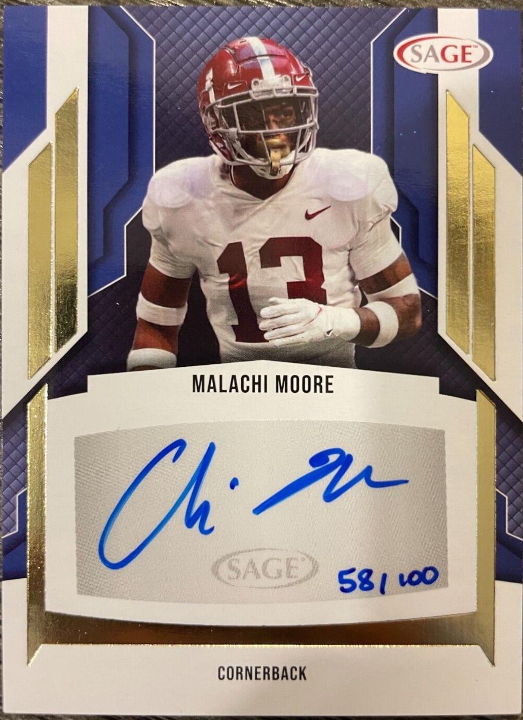 Malachi Moore [Gold] #A-MM Prices | 2024 Sage HIT Autographs | Football ...