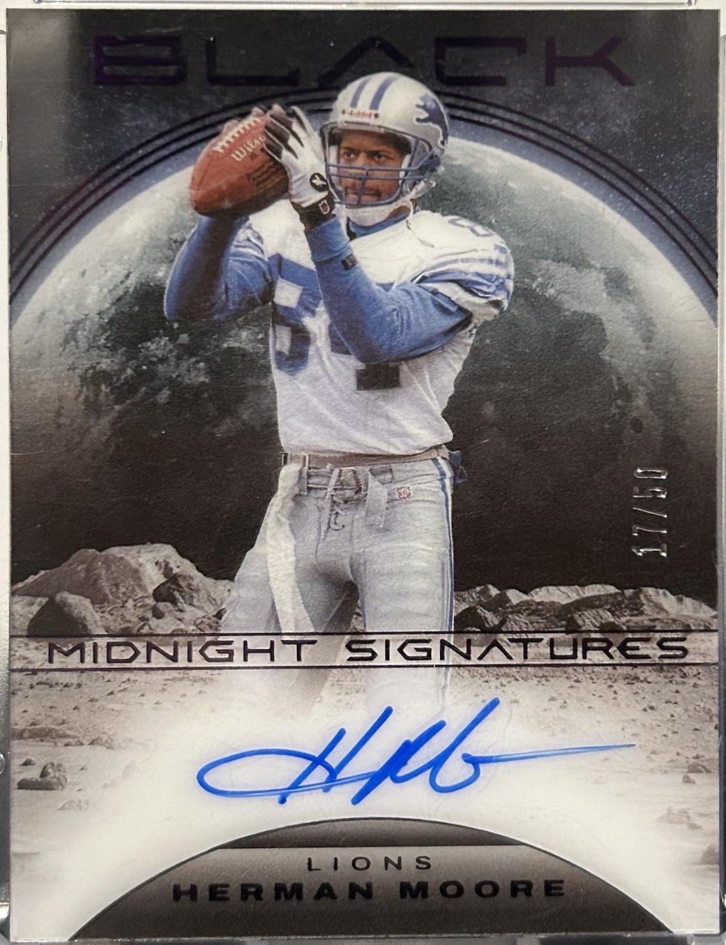 Herman Moore [Platinum] #MS-HME Prices | 2024 Panini Black Midnight ...