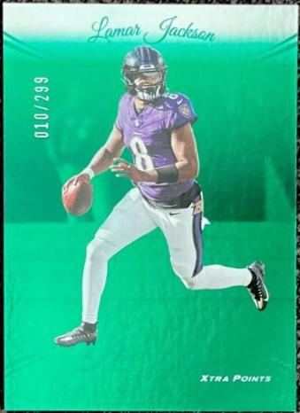 Lamar Jackson [Green Xtra Points] #20 Prices | 2024 Panini Prestige ...