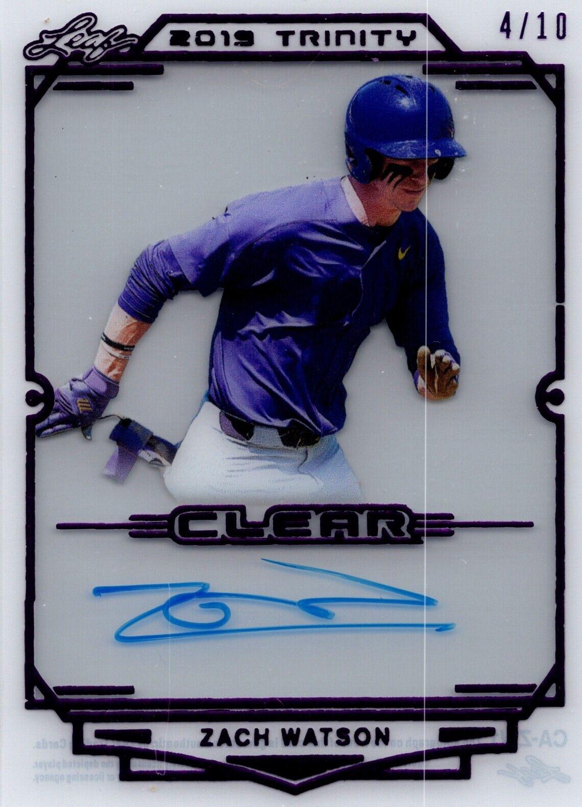 Zach Watson [Purple Foil] #CA-ZW1 Prices | 2019 Leaf Trinity Clear ...