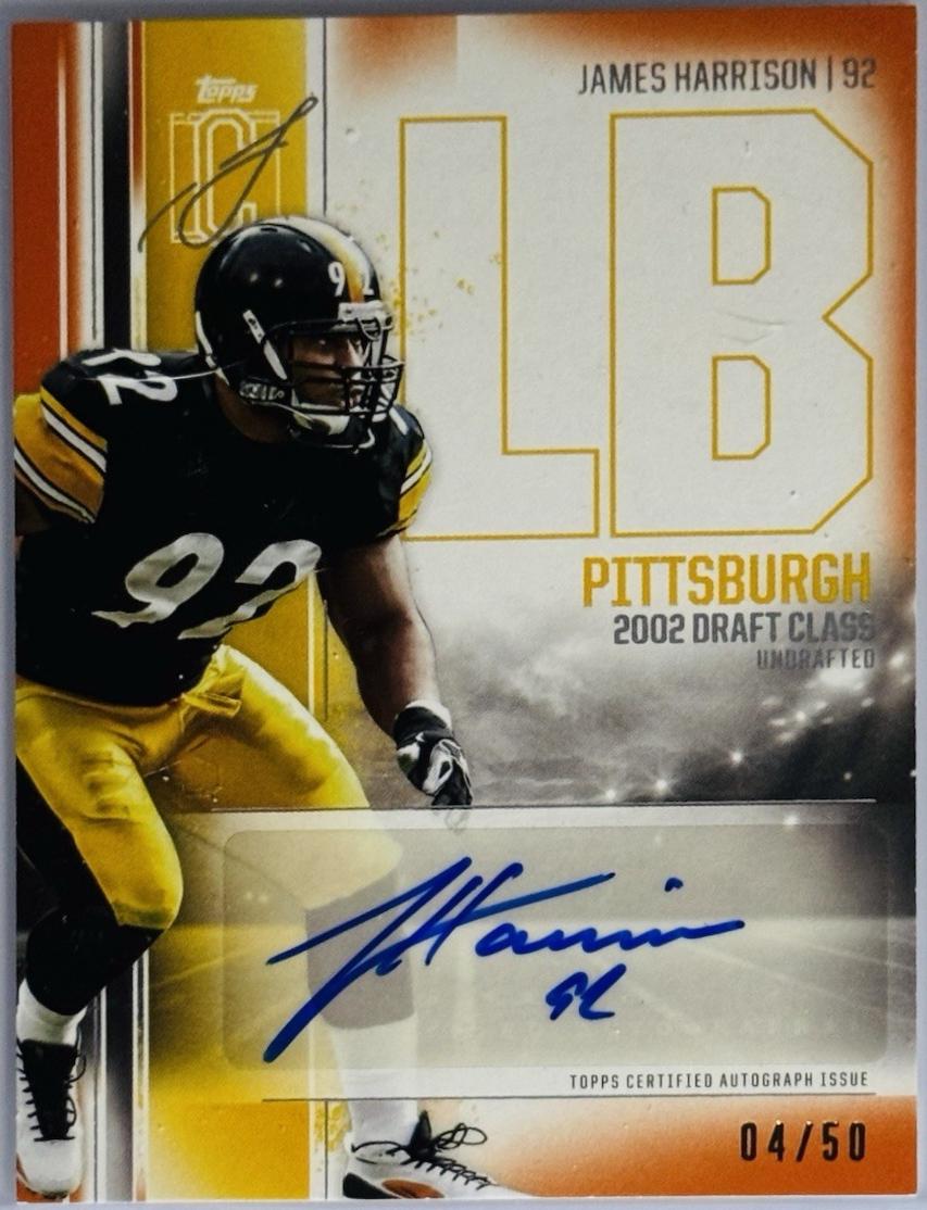 James Harrison [Orange] #VCA-JH Prices | 2024 Topps Signature Class ...