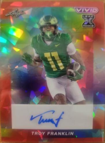 Troy Franklin [Red Prismatic] #BA-TF1 Prices | 2024 Leaf Vivid ...