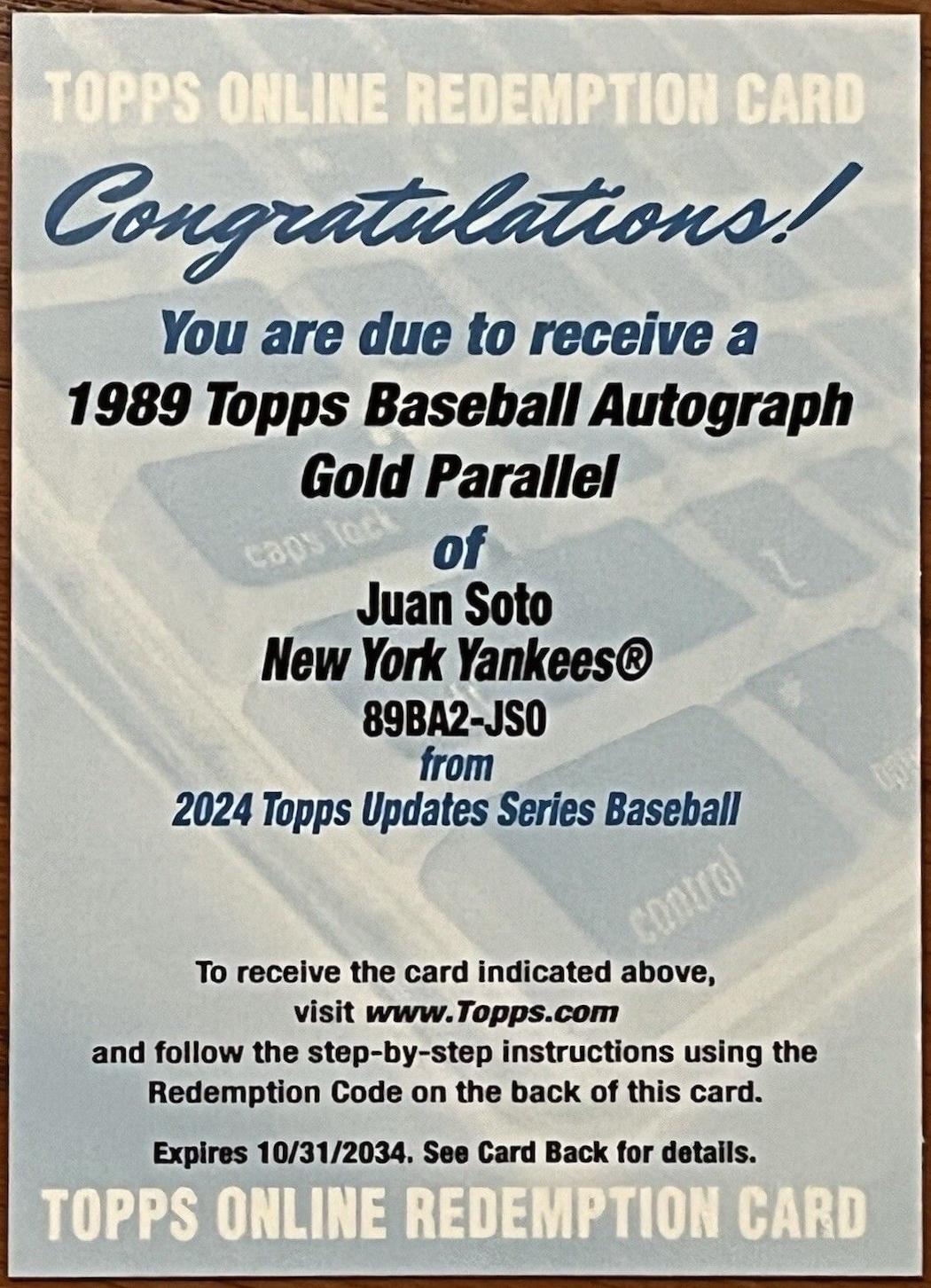 Juan Soto [Gold] #89BA2-JSO Prices | 2024 Topps Update 1989 Autograph ...