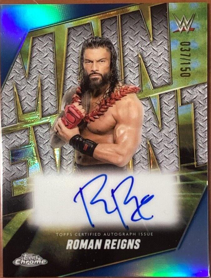 Roman Reigns [Blue Refractor] #MEA-RMR Prices | 2025 Topps Chrome WWE ...