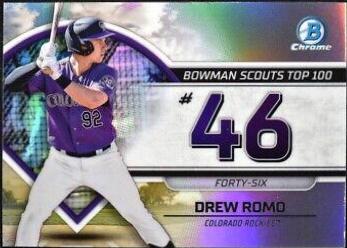 Drew Romo #BTP-46 Prices | 2023 Bowman Scouts Top 100 | Baseball Cards