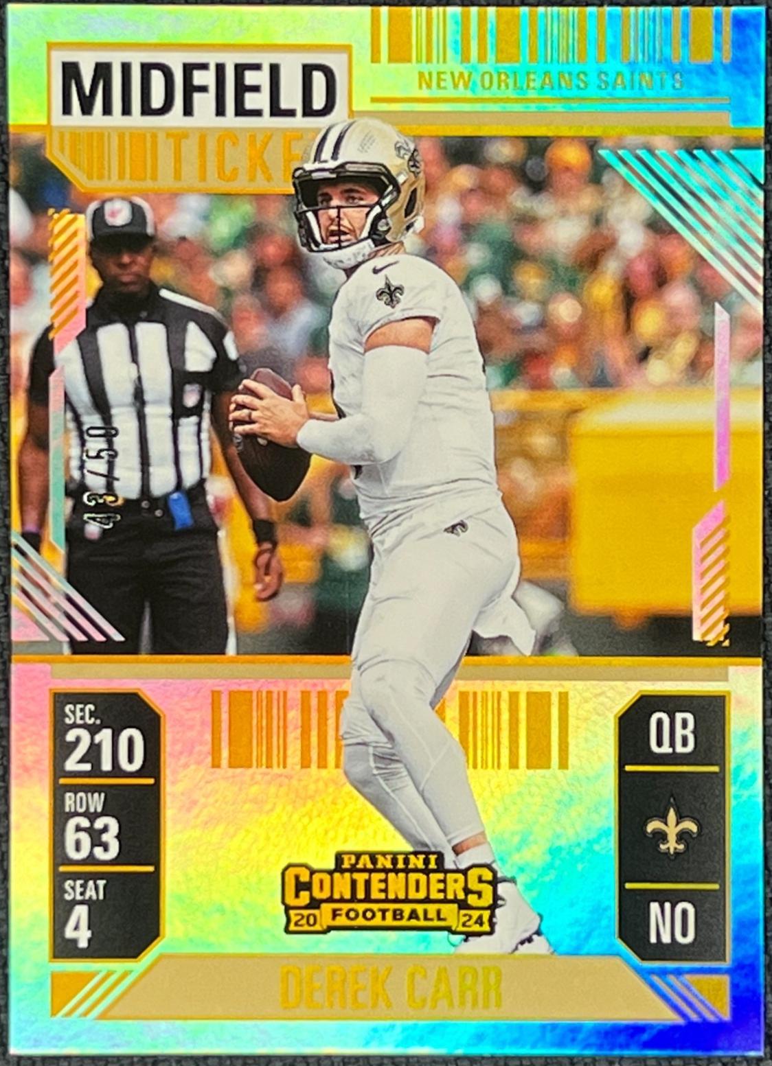 Derek Carr [Midfield Ticket] #72 Prices | 2024 Panini Contenders ...
