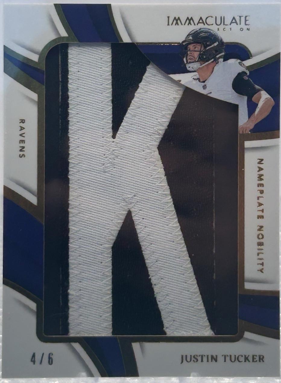 Justin Tucker #13 Prices | 2024 Panini Immaculate Nameplate Nobility ...