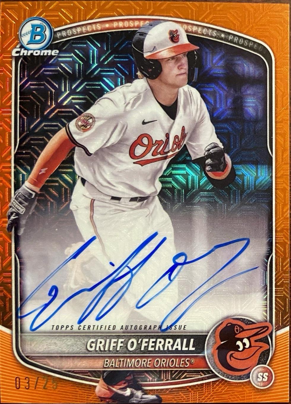 Griff O'Ferrall [Orange Mojo Refractor] #BMA-GO Prices | 2025 Bowman ...