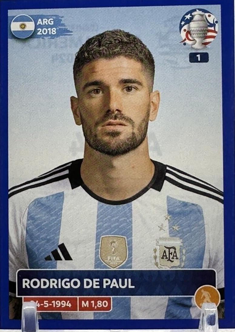 Rodrigo De Paul [Blue] #ARG14 Prices | 2024 Panini Copa America Sticker ...