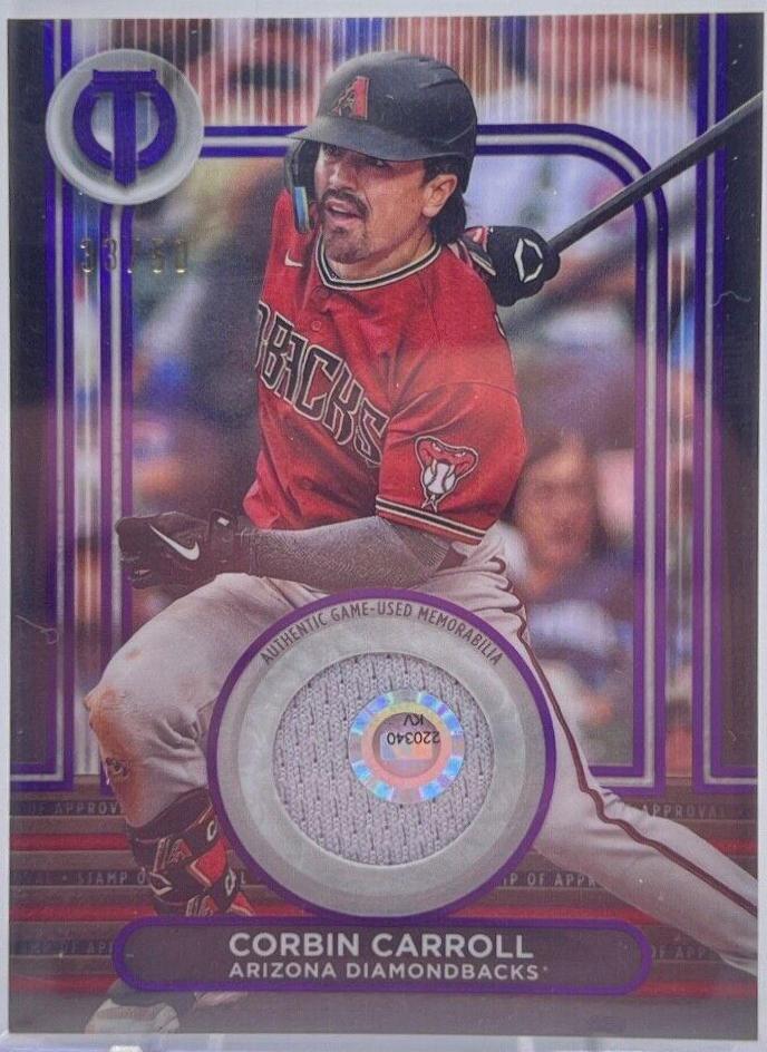 Corbin Carroll [Purple] #SOA-CC Prices | 2024 Topps Tribute Stamp of ...