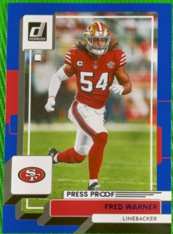 Fred Warner [Press Proof Blue] #28 Prices | 2022 Panini Donruss ...