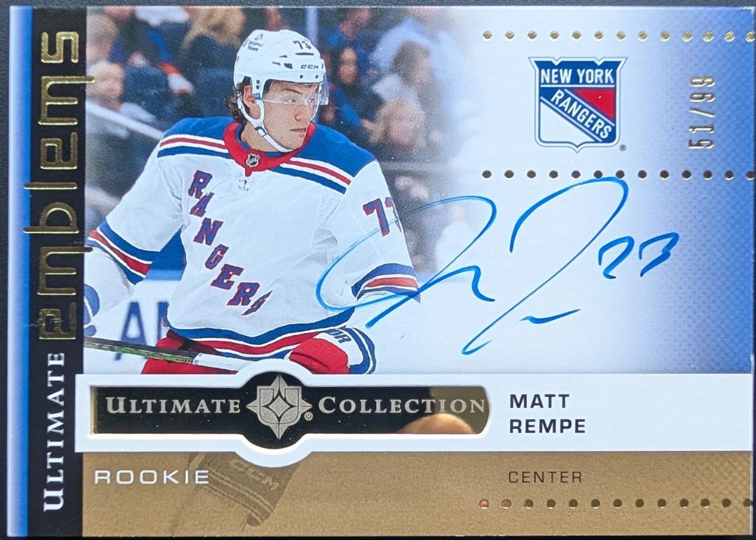 Matt Rempe [Gold] #UER-MR Prices [Rookie] | 2024 Ultimate Collection ...