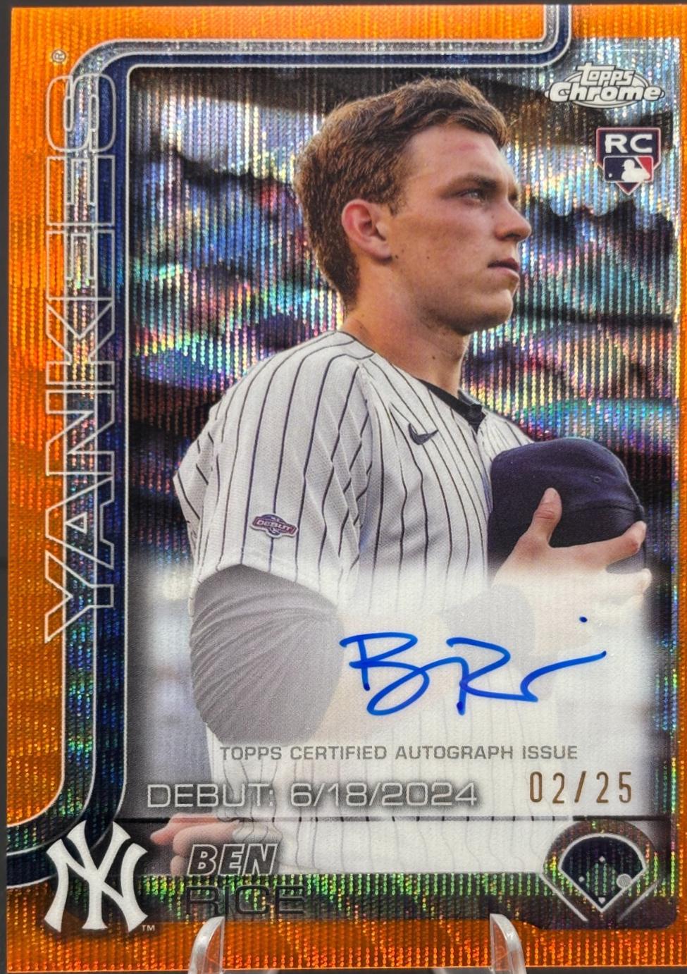 Ben Rice [Orange Wave Refractor] #CRDA-BR Prices [Rookie] | 2025 Topps ...