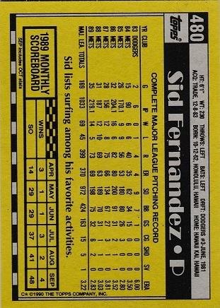 Sid Fernandez #480 Prices | 1990 Topps | Baseball Cards