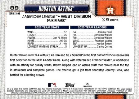 Houston Astros #89 Prices | 2026 Topps | Baseball Cards