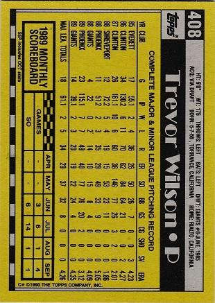 Trevor Wilson #408 Prices [Rookie] | 1990 Topps | Baseball Cards