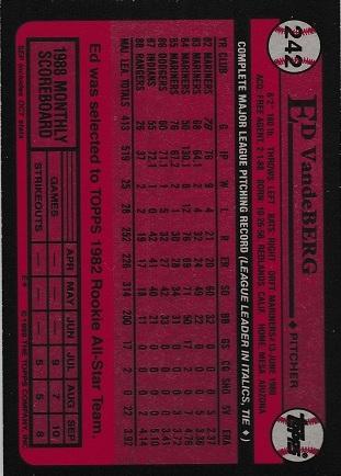 Ed Vandeberg #242 Prices | 1989 Topps | Baseball Cards