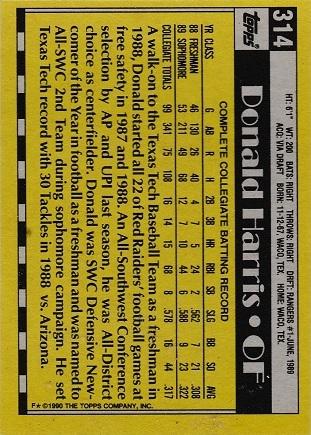 Donald Harris #314 Prices [Rookie] | 1990 Topps | Baseball Cards