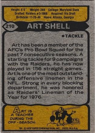 Art Shell #210 Prices | 1979 Topps | Football Cards