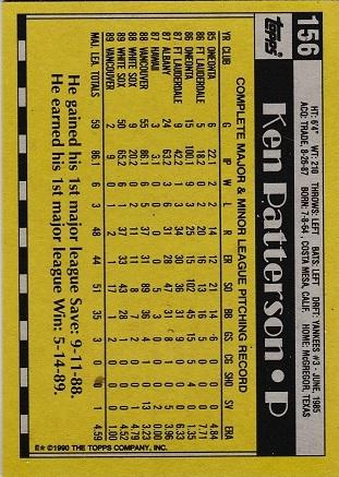 Ken Patterson #156 Prices | 1990 Topps | Baseball Cards