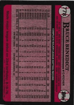 Bruce Benedict #778 Prices | 1989 Topps | Baseball Cards