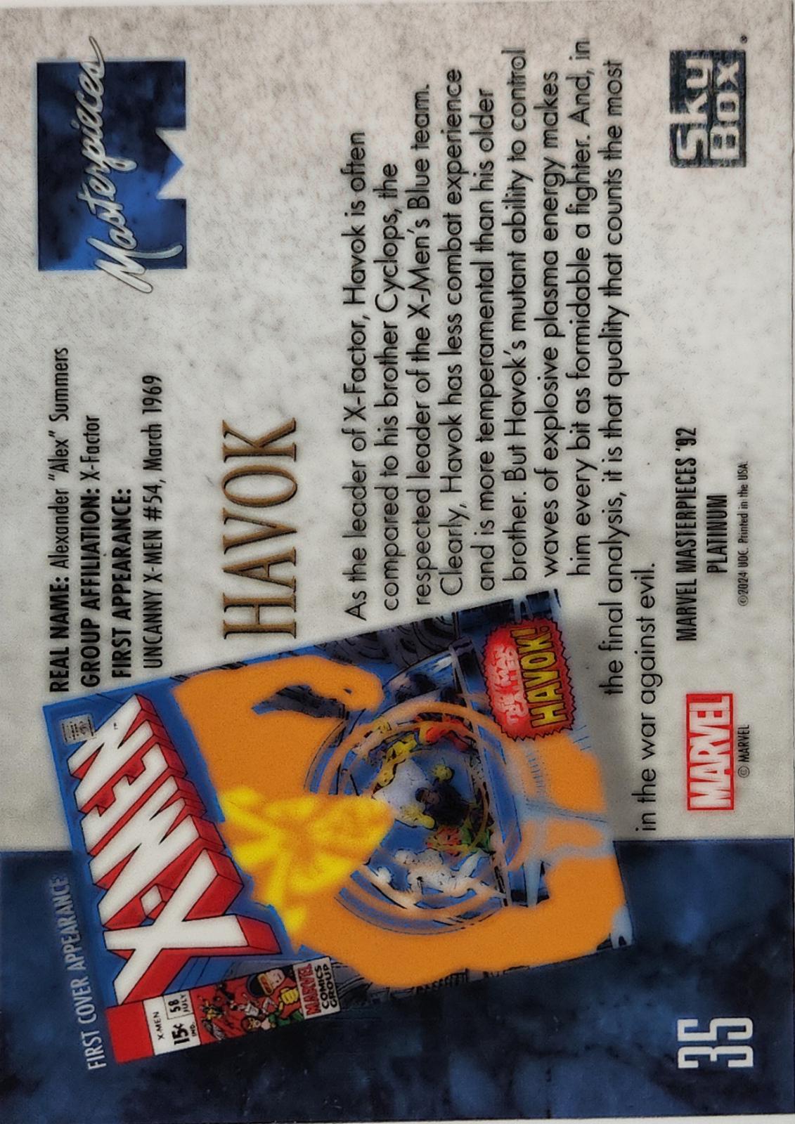 Havok #35 Prices | Marvel 2024 SkyBox Masterpieces ’92 Platinum ...