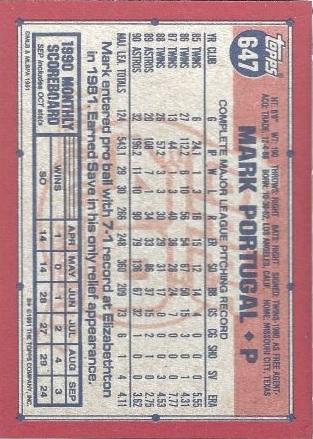 Mark Portugal #647 Prices | 1991 Topps | Baseball Cards