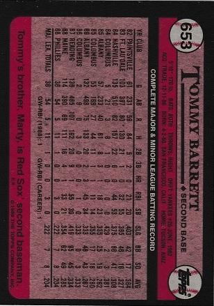 Tommy Barrett #653 Prices [Rookie] | 1989 Topps | Baseball Cards
