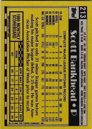 Scott Bankhead #213 Prices | 1990 Topps | Baseball Cards