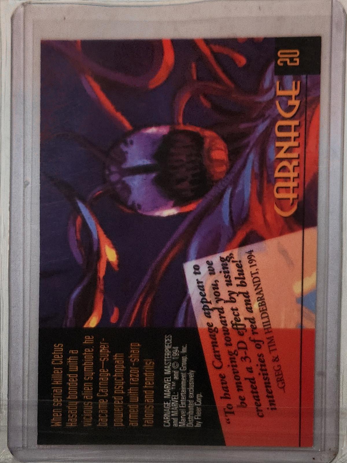 Carnage [Gold Foil Signature] #20 Prices | Marvel 1994 Masterpieces ...